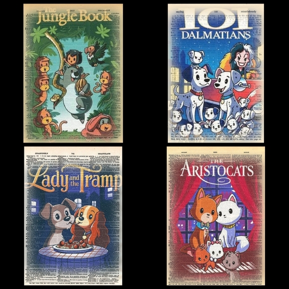 Other | Childrens Cartoons Dictionary Book Page Art Decor | Poshmark